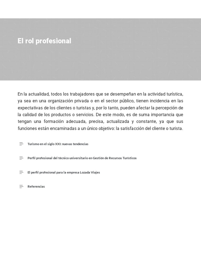 El Rol Profesional lcP3chFJ | PDF | Turismo | Business