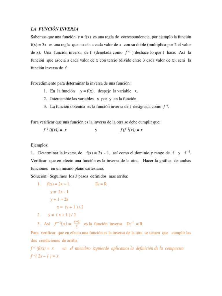 La Función Inversa | PDF | Función (Matemáticas) | Matemáticas