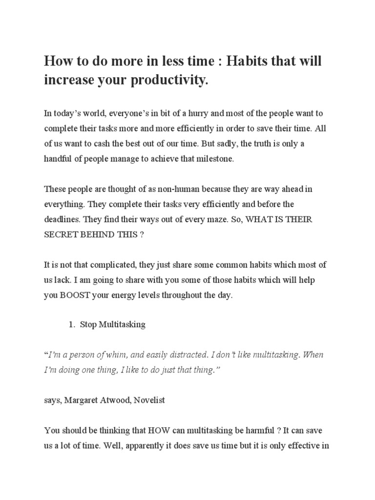How To Do More in Less Time | PDF | Psychology | Psychological Concepts