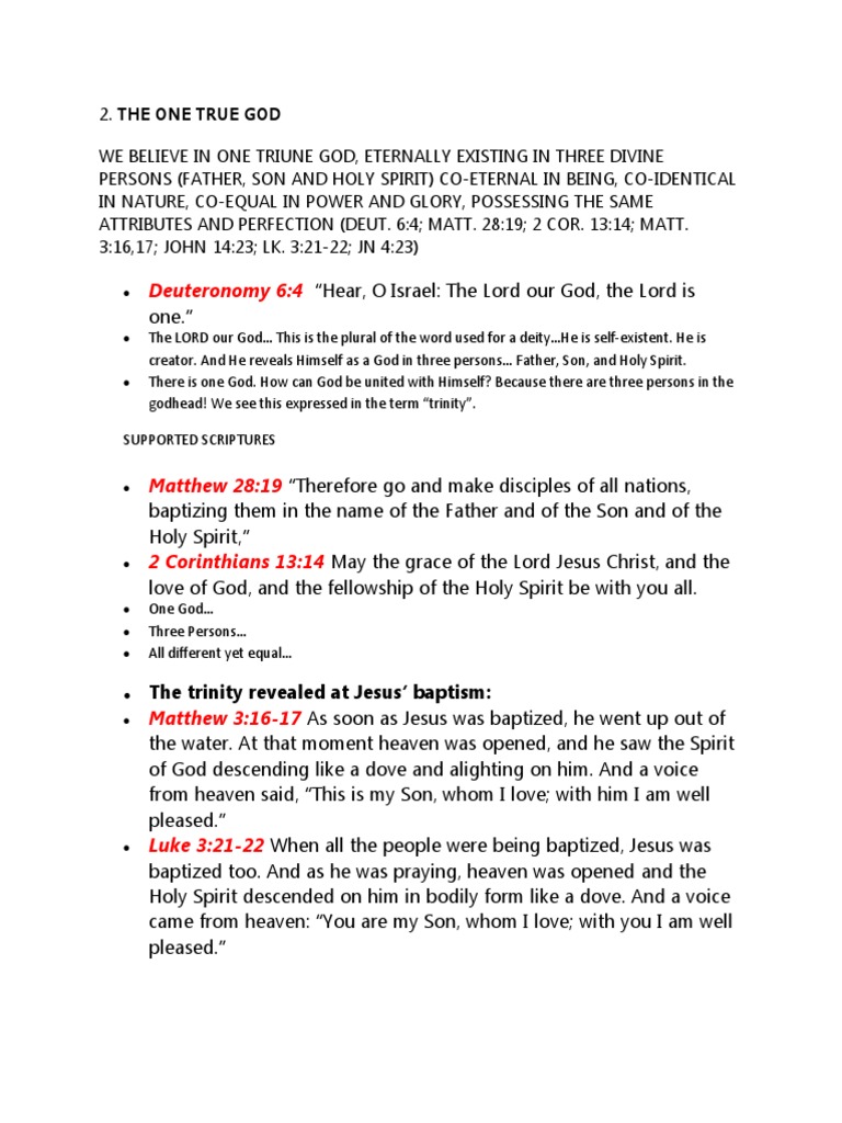 One True God | PDF | God The Father | Trinity