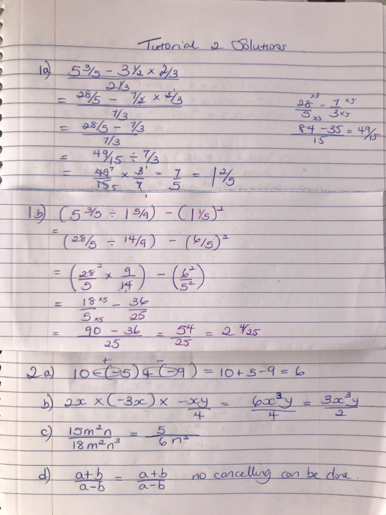 Tutorial 2 Solutions Revised | PDF