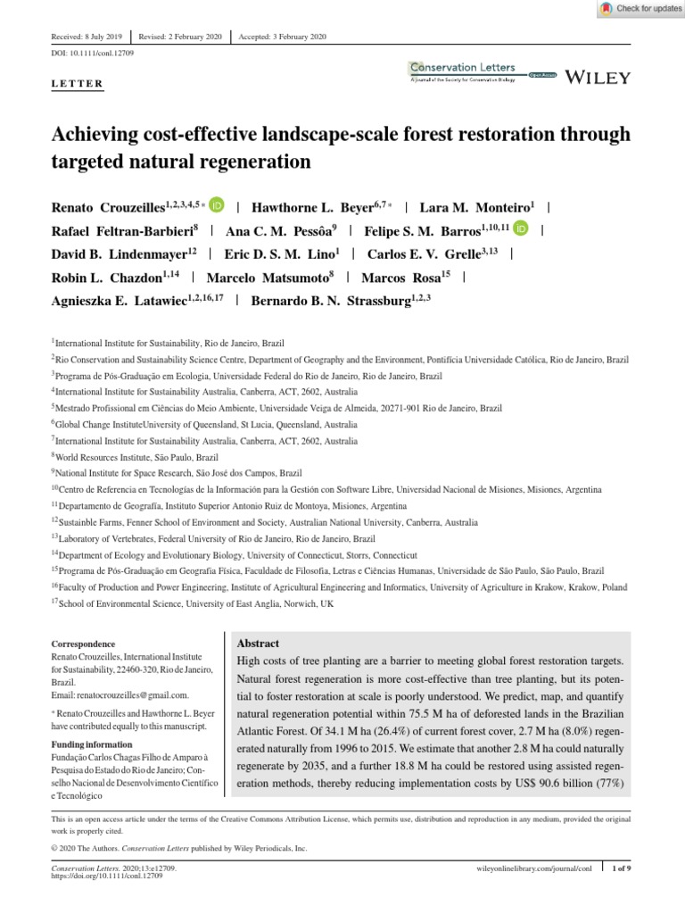 Conservation Letters - 2020 - Crouzeilles - Achieving Cost Effective ...