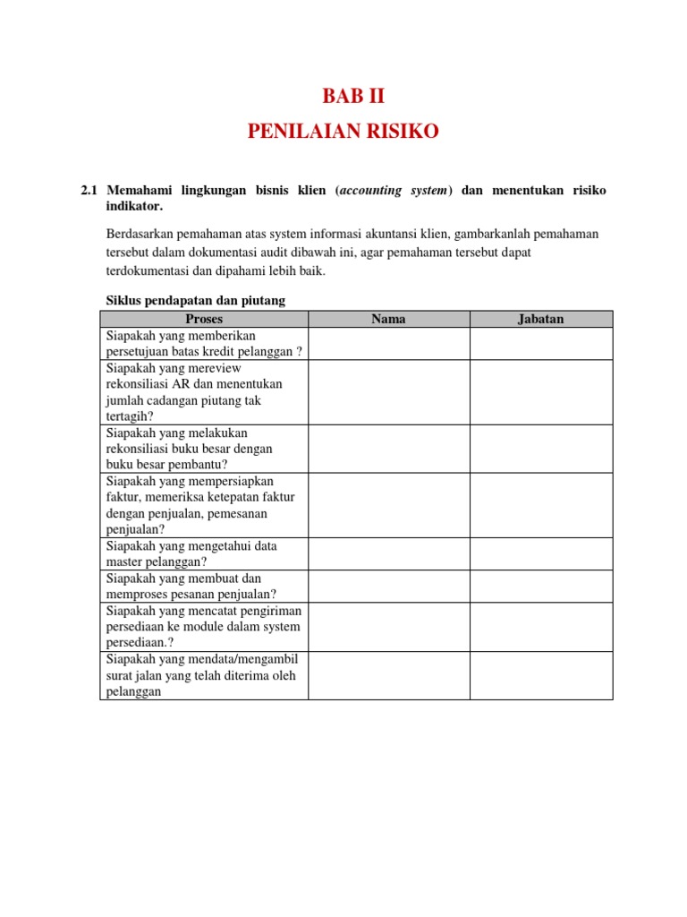 Penilaian Risiko Audit | PDF