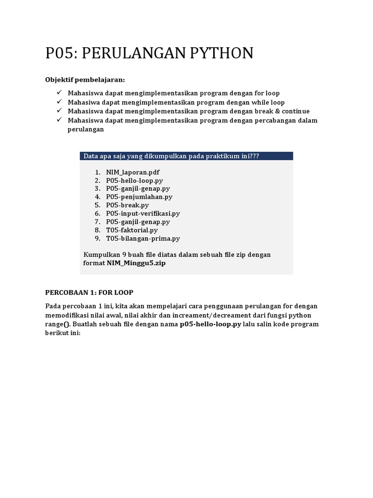 P05 - Perulangan Python | PDF