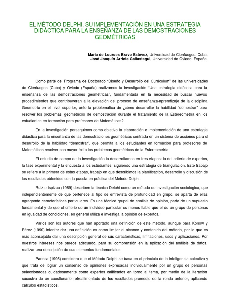 Analisis Delphi | PDF | Método científico | Cuestionario