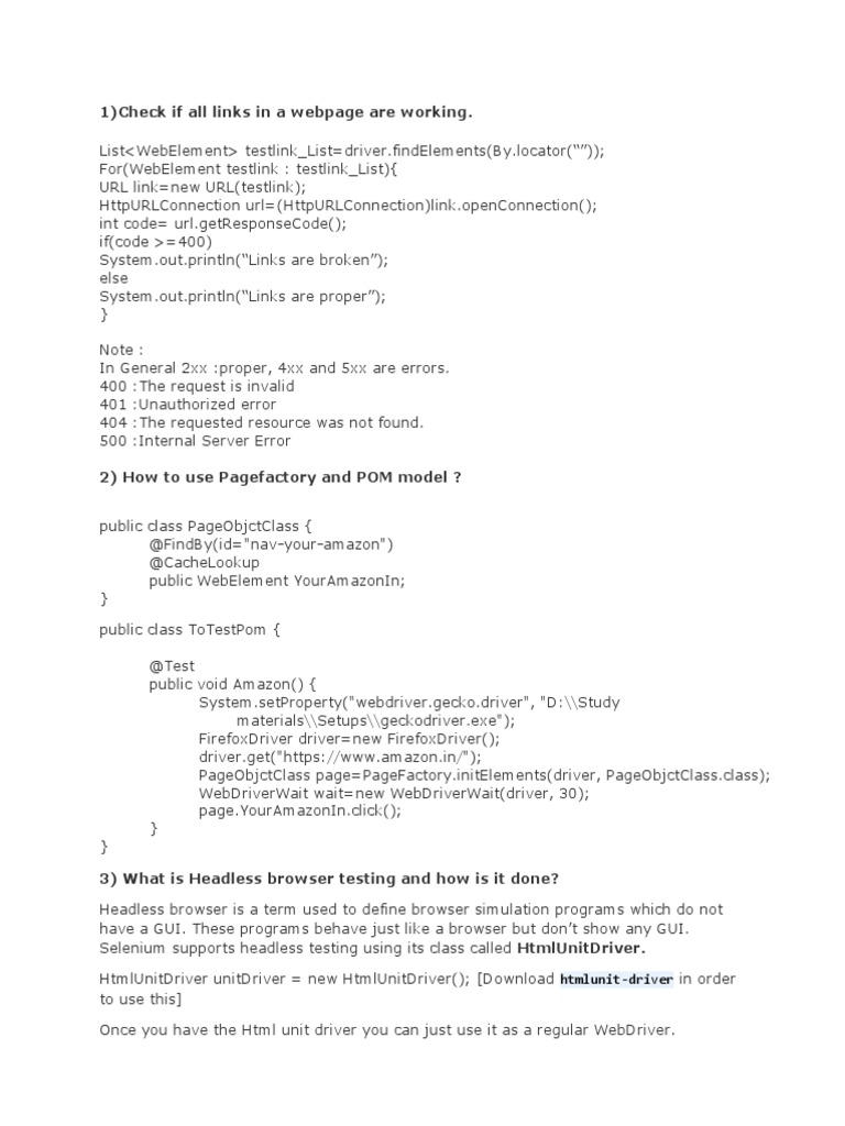 Selenium IMportant Notes | PDF | System Software | Information Age