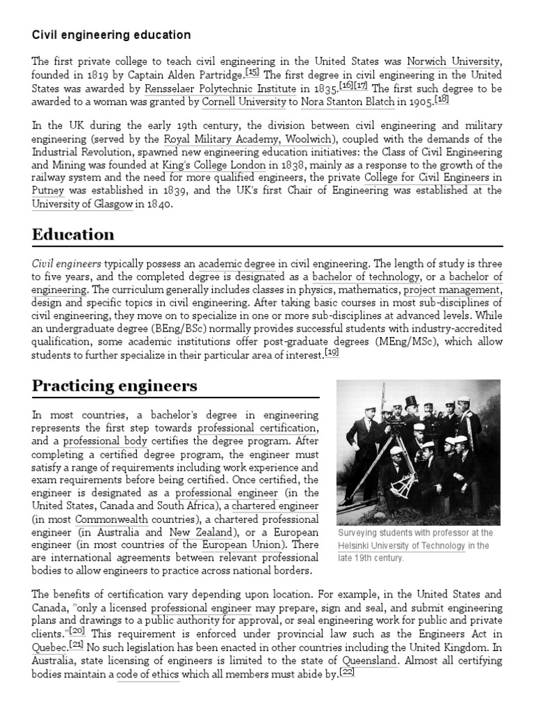History of Civil Engineering Education | PDF | Civil Engineering ...
