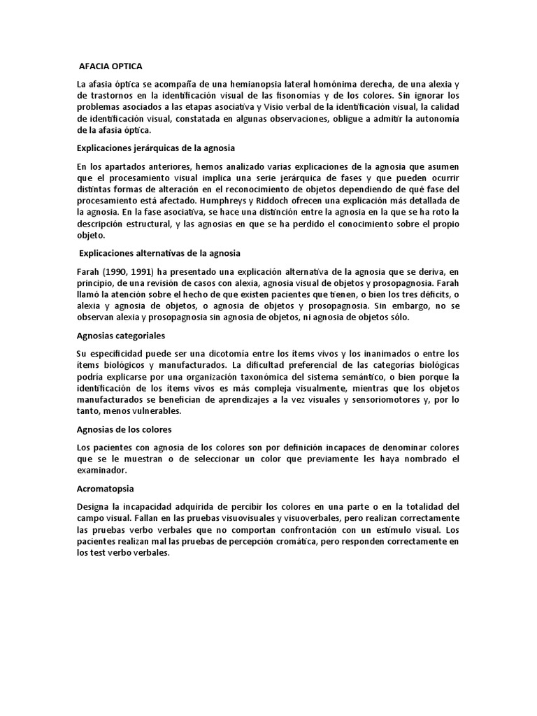 Afacia | PDF | Conceptos psicologicos | Sicología