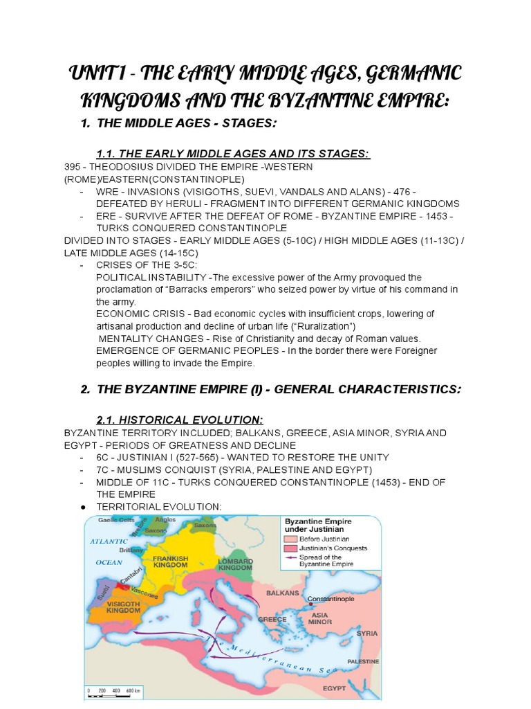 HISTORY- UNIT 1 - THE EARLY MIDDLE AGES, GERMANIC KINGDOMS AND THE ...