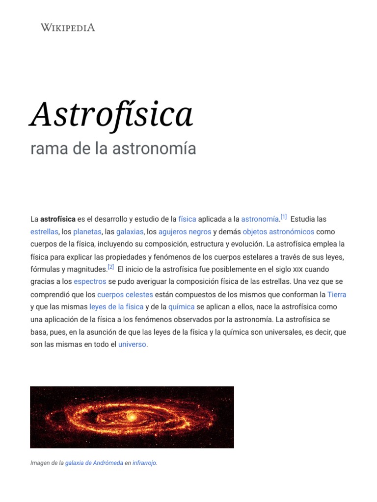 Astrofísica - Wikipedia, La Enciclopedia Libre | PDF | Astrofísica | Física