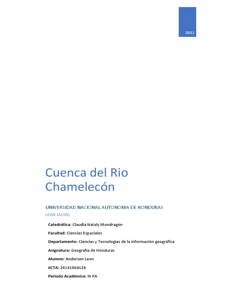 Cuenca del Río Chamelecón en Honduras | PDF | Honduras | Ciencias de la ...