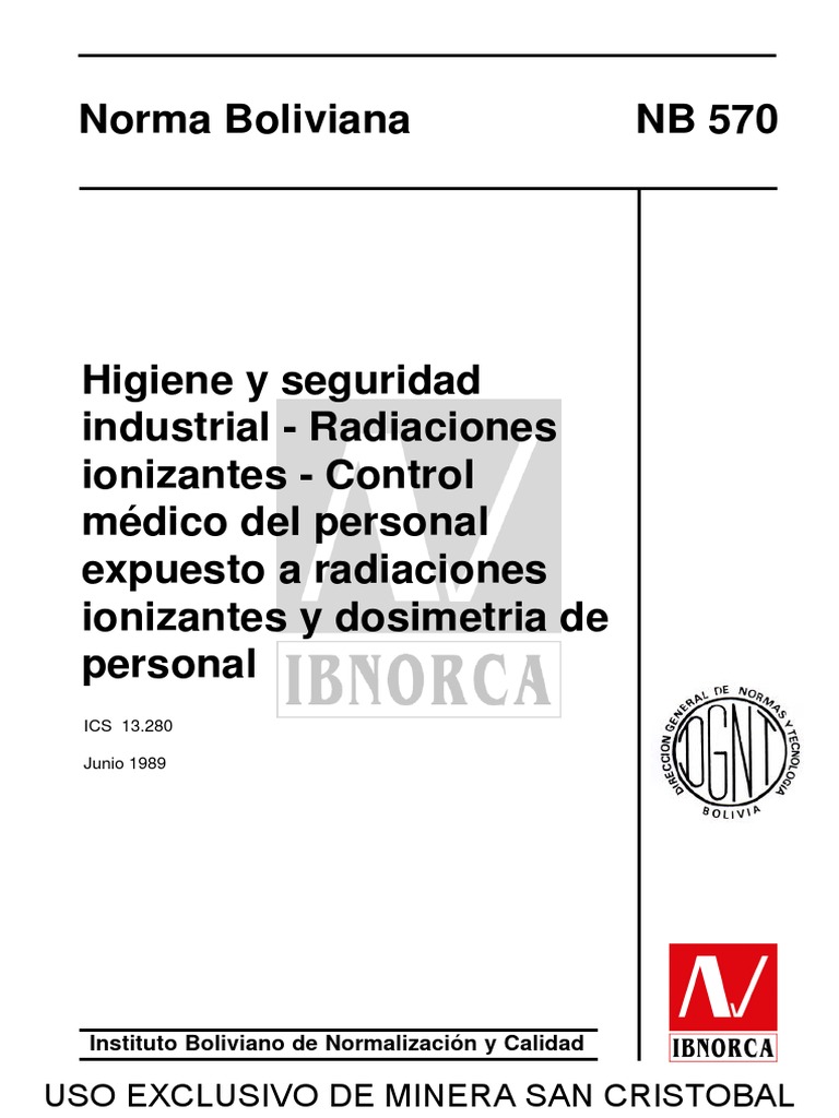 Norma Boliviana NB 570: Radiaciones Ionizantes | PDF | Bolivia | Gobierno