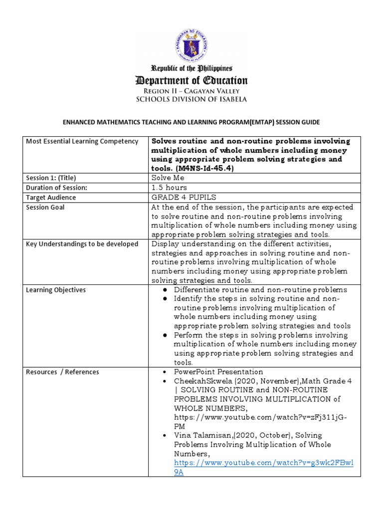 Enhanced Mathematics Teaching and Learning Program (Emtap) Session ...
