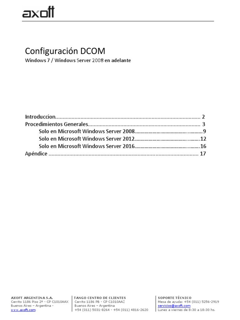 Configuración DCOM | PDF | Microsoft Windows | Edad de información