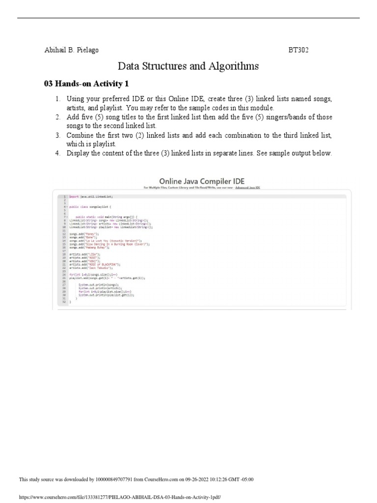 PIELAGO ABIHAIL DS A 03 Hands On Activity 1 PDF | PDF | Science & Mathematics | Computers