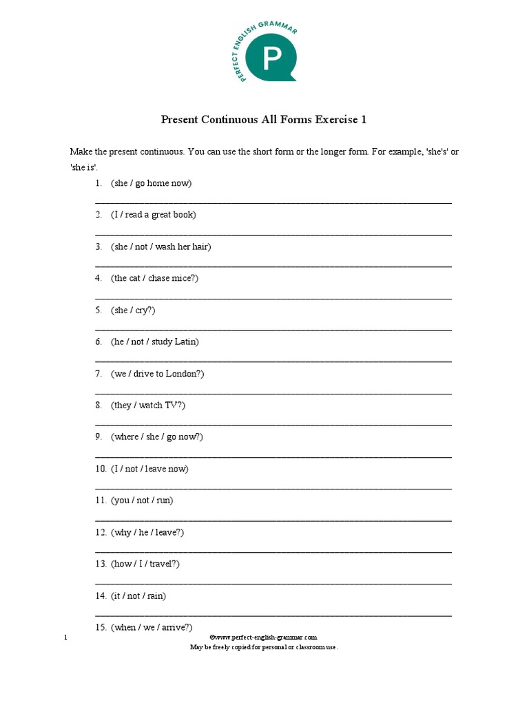 Present Continuous All Forms Exercise 1 | PDF | Career & Growth ...