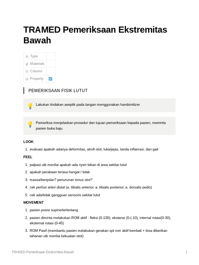TRAMED Pemeriksaan Ekstremitas Bawah | PDF
