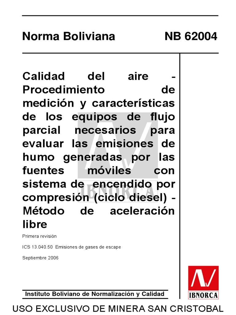 Norma NB 62004: Medición de Emisiones Diesel | PDF | Software ...