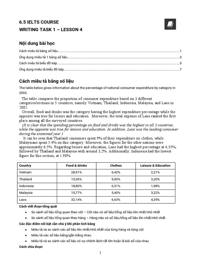 6.5 IELTS - Writing Task 1.lesson 4.120 | PDF
