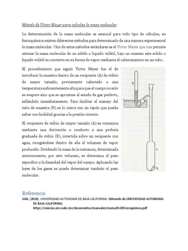 Método de Víctor Meyer para Masa Molecular | PDF