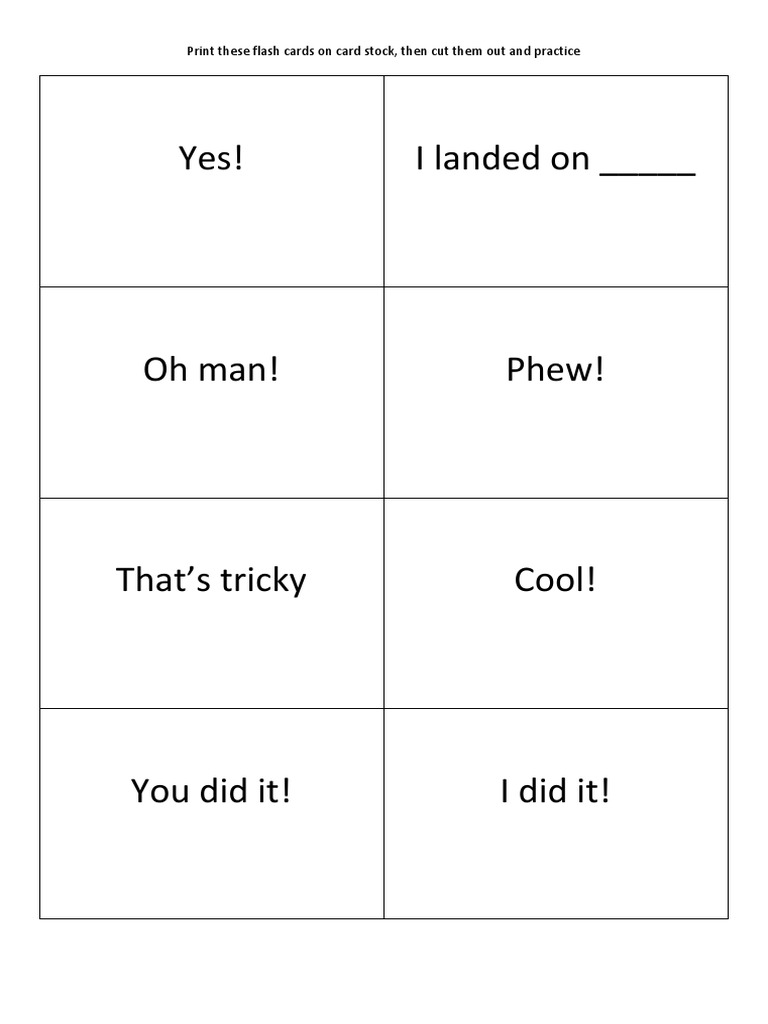 Board Game Cues Cards | PDF