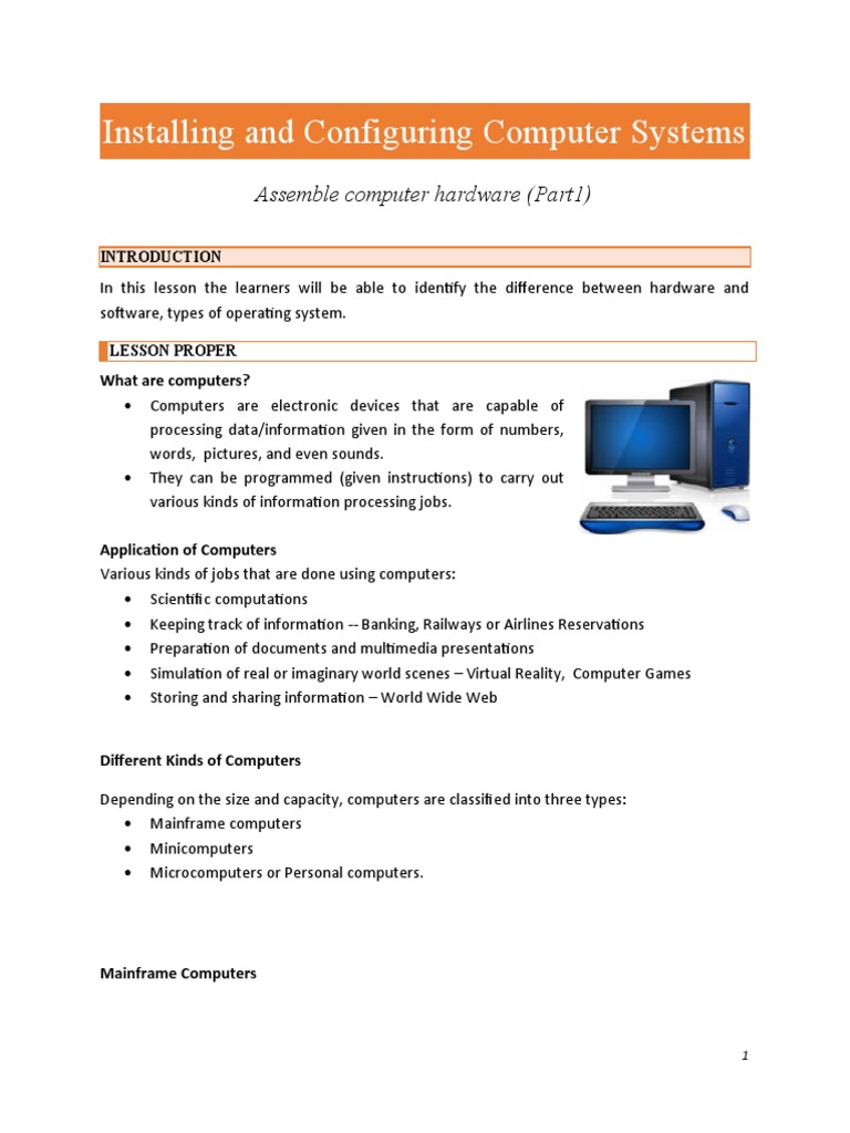 Module in CSS Lesson HARDWARE Disassemble and Reassemble | PDF ...