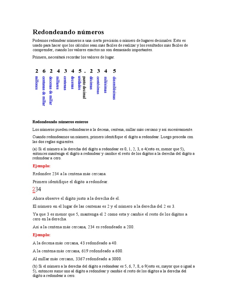 Cómo Redondear Cifras. | PDF | Decimal | Notación
