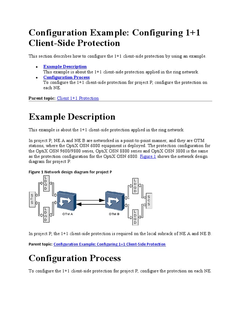Configuration Example Configuring 1+1 Client-Side Protection | PDF ...