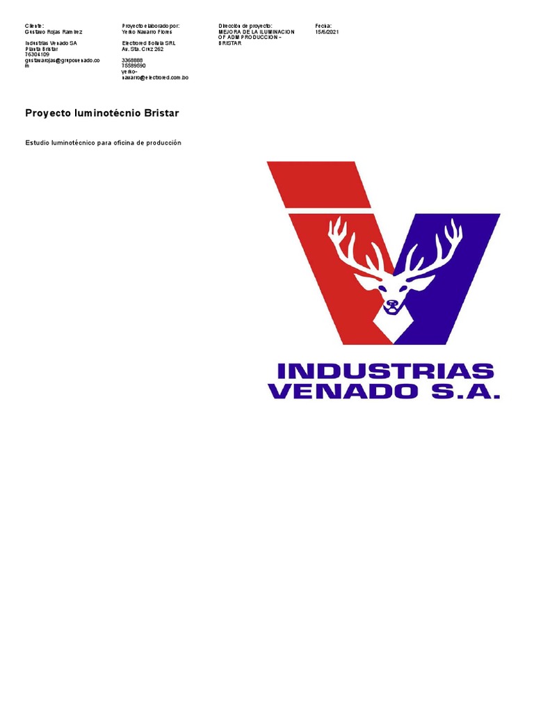 Estudio Luminotécnico-Iluminación Oficina Bristar-Venado | PDF | Encendiendo | Energia electrica
