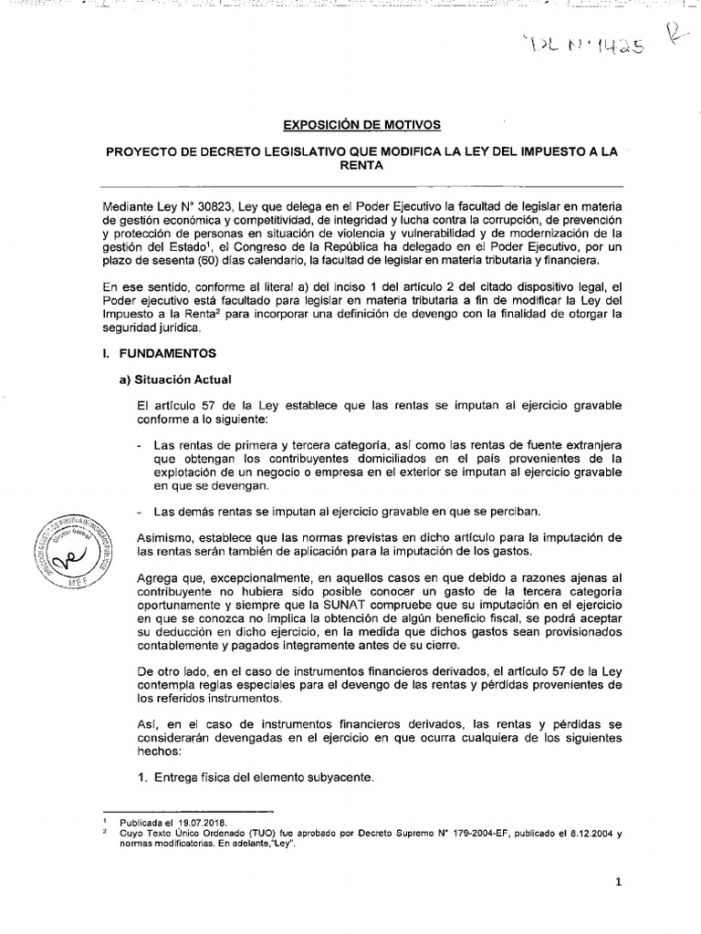 Exp DL 1425 Renta Devengado | PDF