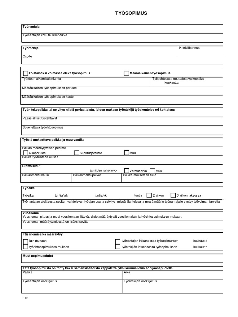 Työsopimus | PDF