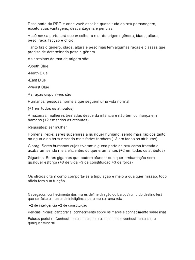 RPG character creation - choose race, class, faction & starting wealth ...