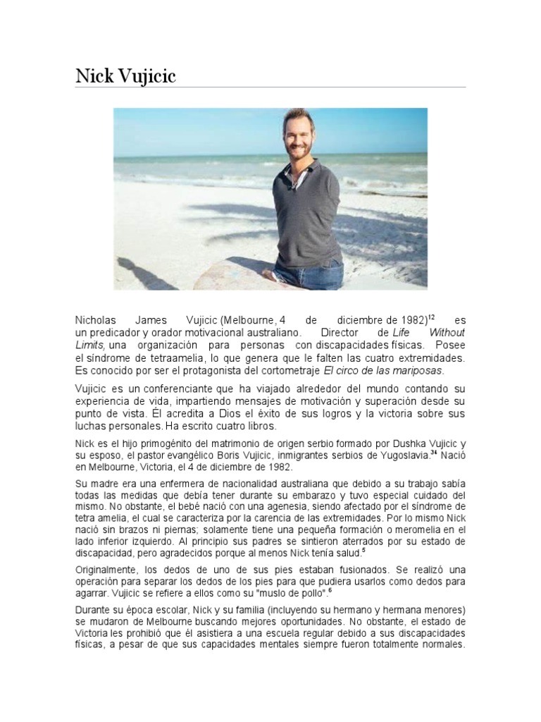Nick Vujicic Historia | PDF