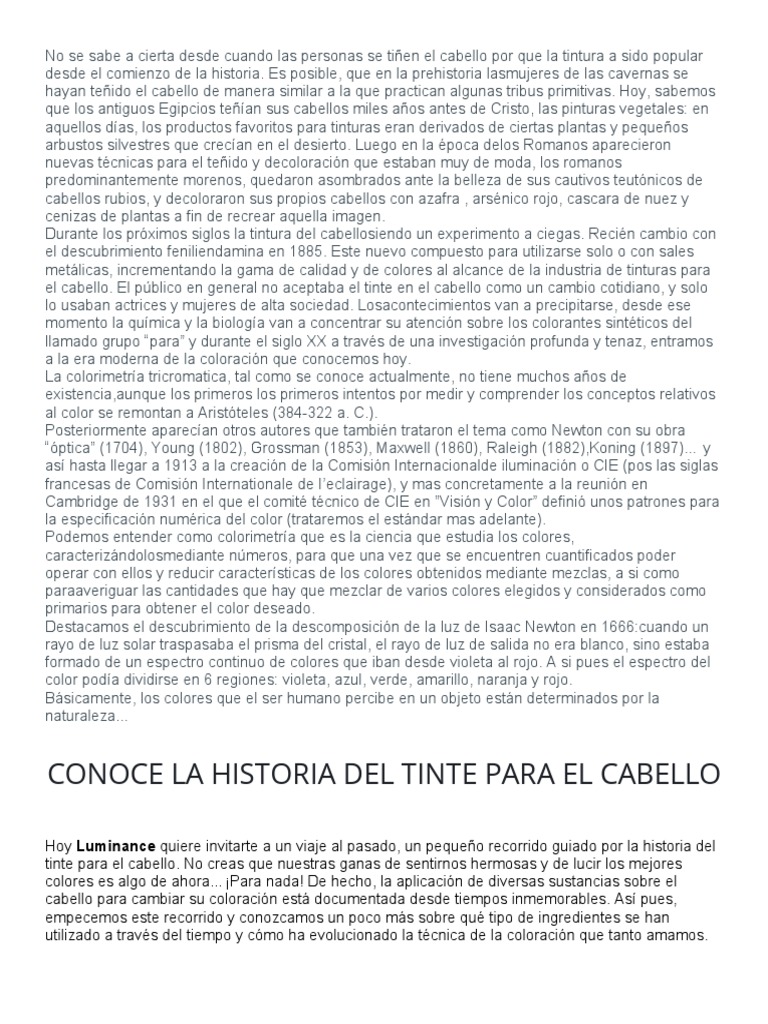 Historia Color | PDF | Color | Pelo