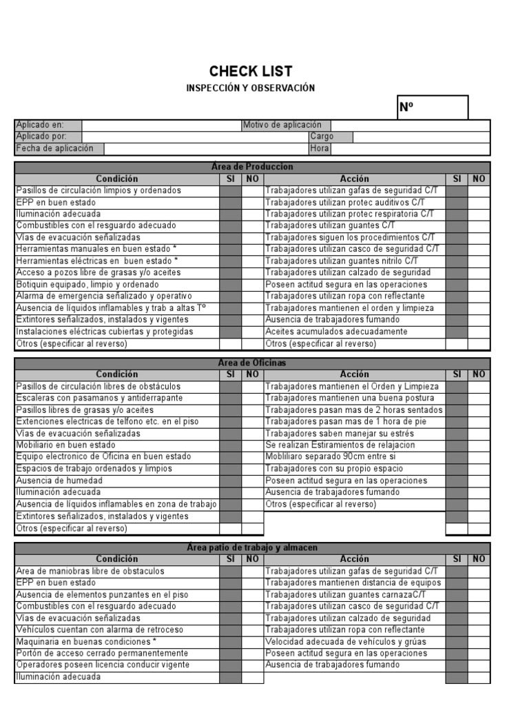 Check List Inspeccion Ocular Personal | PDF