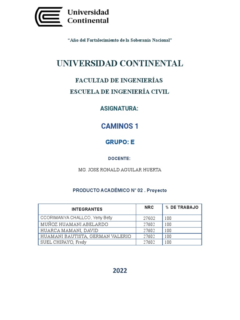 Producto Académico 2 - Caminos 1 | PDF