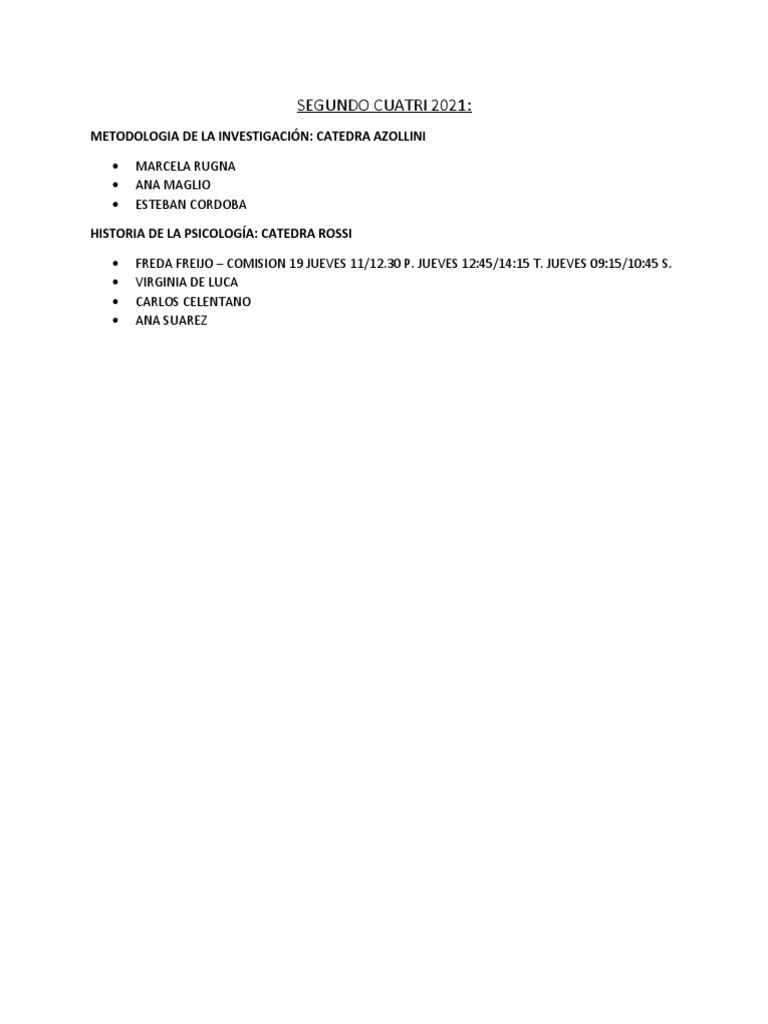 Materias Segundo Cuatri 2021 | PDF