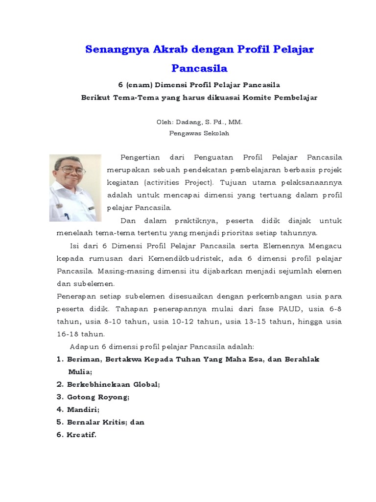 Dimensi Profil Pelajar Pancasila | PDF
