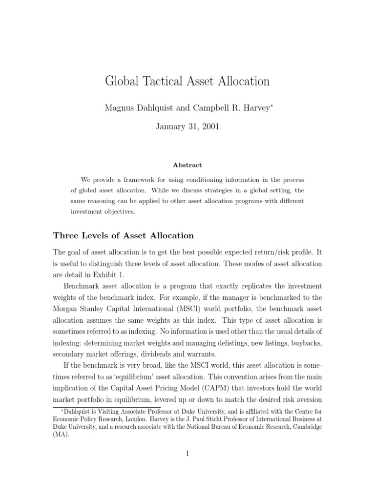 Global Asset Allocation Framework | PDF | Finance & Money Management