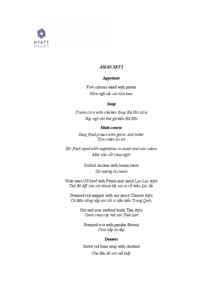 Set Menu-Hyatt | PDF
