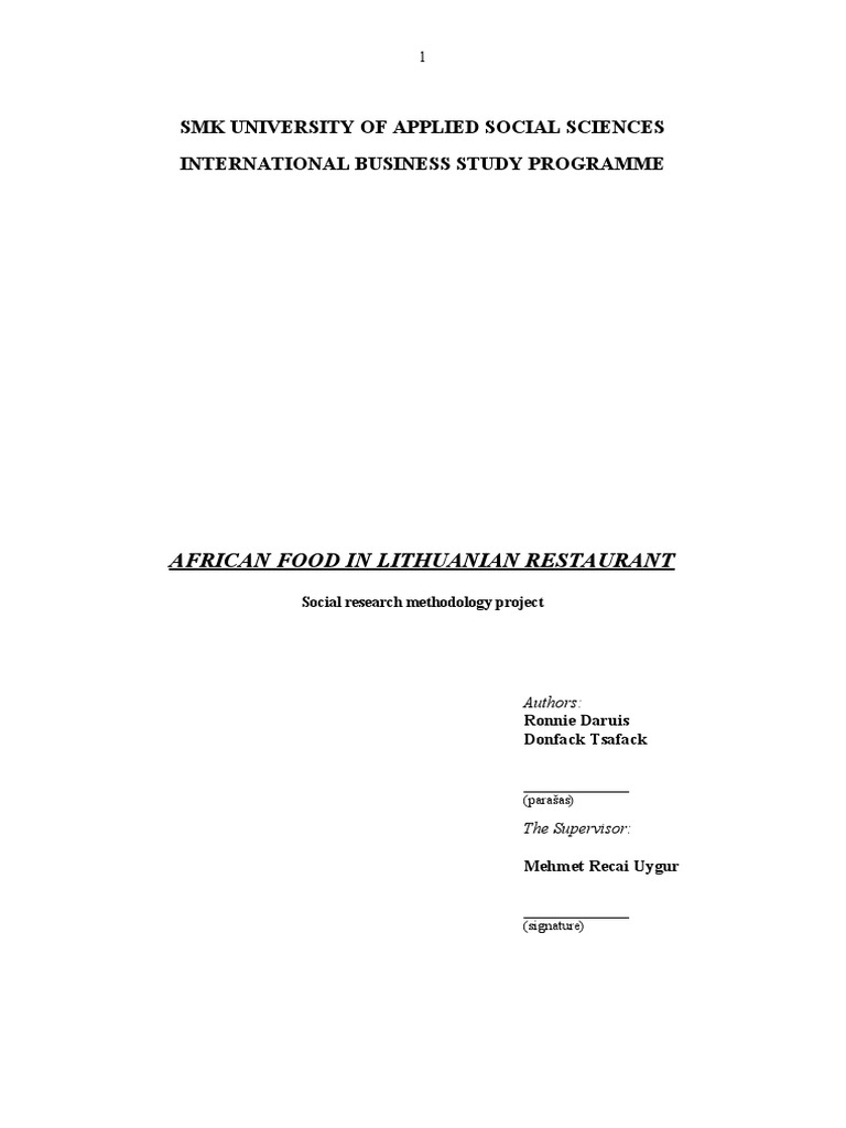 African Cuisine in Lithuanian Dining | PDF | Survey Methodology ...