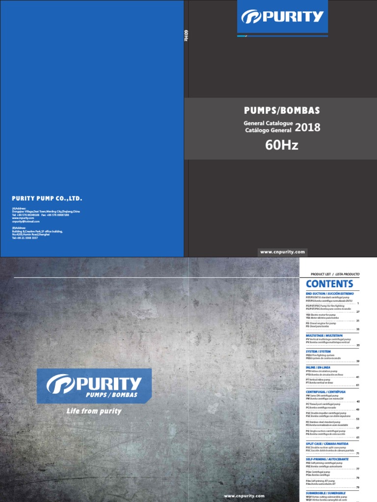 Ficha Tecnica - Purity | PDF | Pump | Continuum Mechanics
