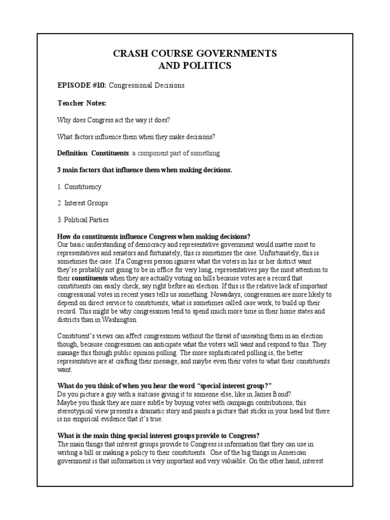 Crash Course Us Government | PDF | United States Congress | American ...