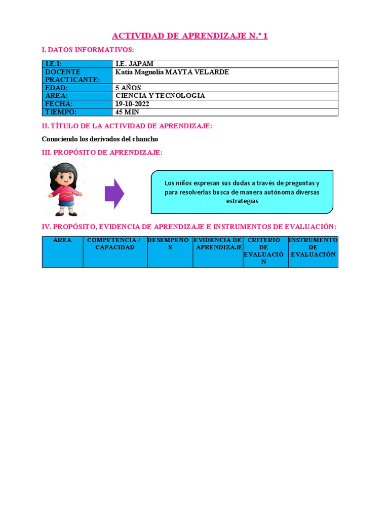 Esquema de Actividad de Aprendizaje | PDF | Aprendizaje | Evaluación