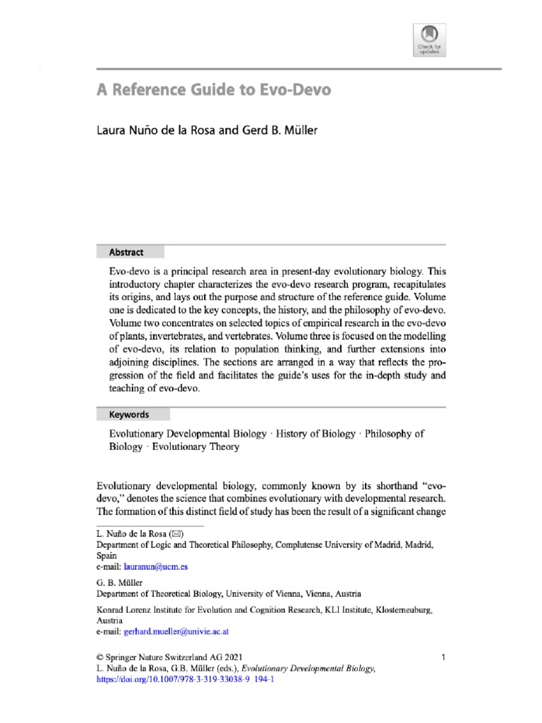 A Reference Guide To Evo-Devo | PDF