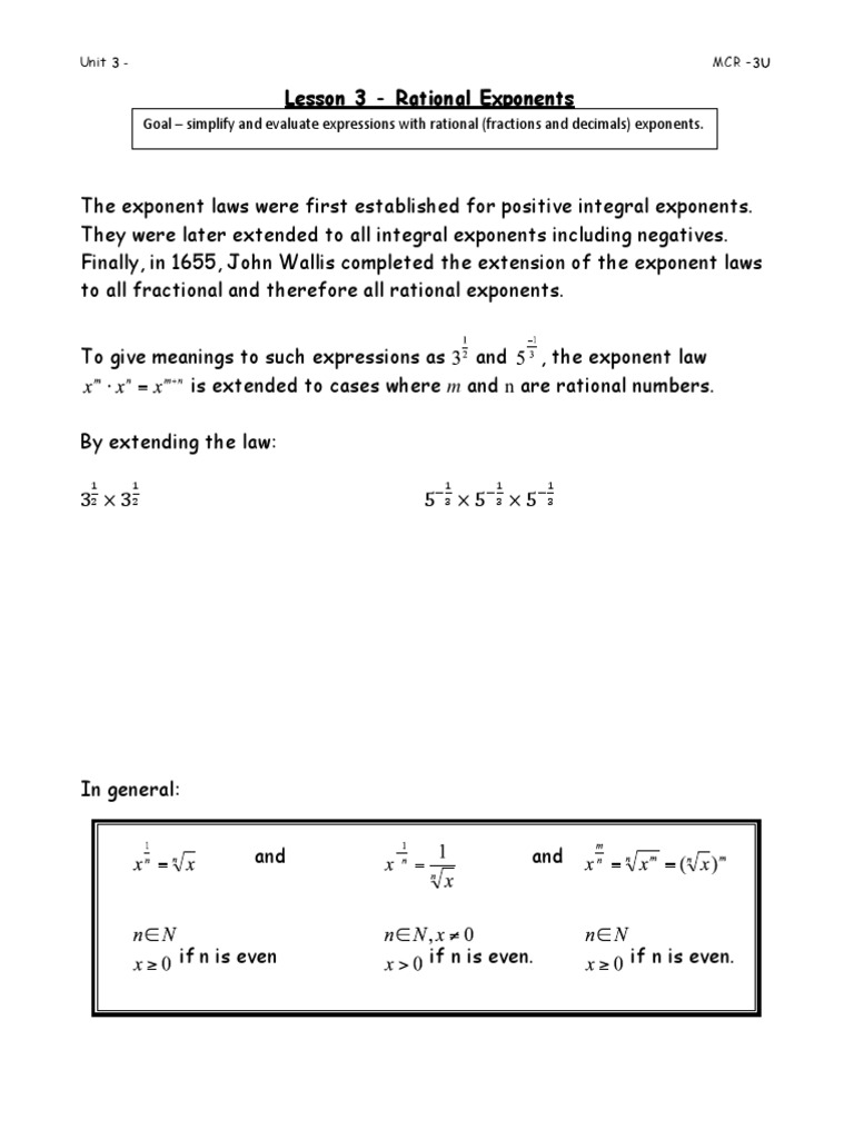 Rational Exponent Rules Explained | PDF