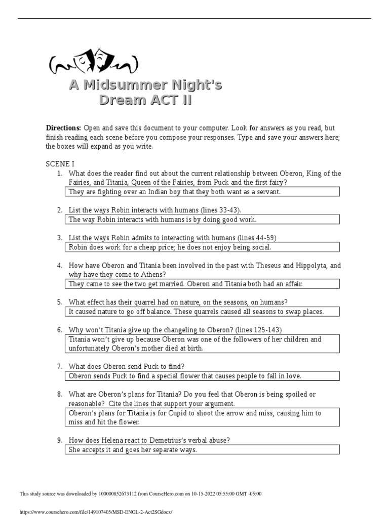 MSD ENGL 2 Act2SG | PDF | A Midsummer Night's Dream