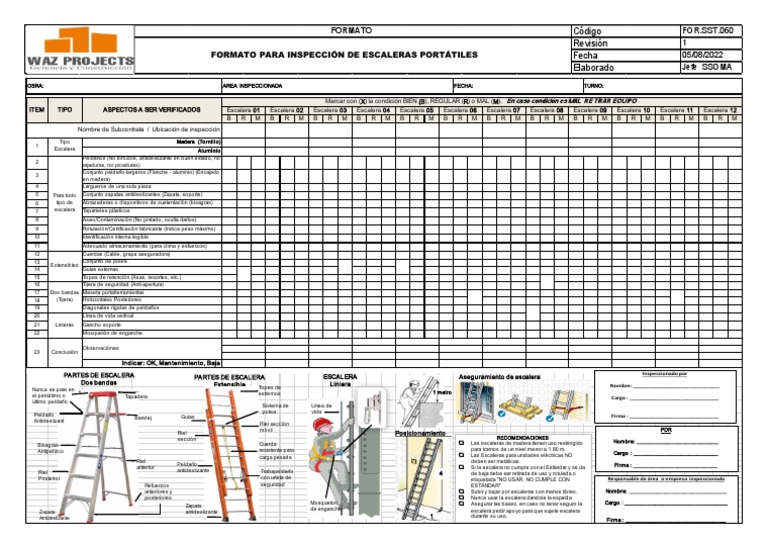 For - sst.060 Inspección de Escaleras Portátiles | PDF