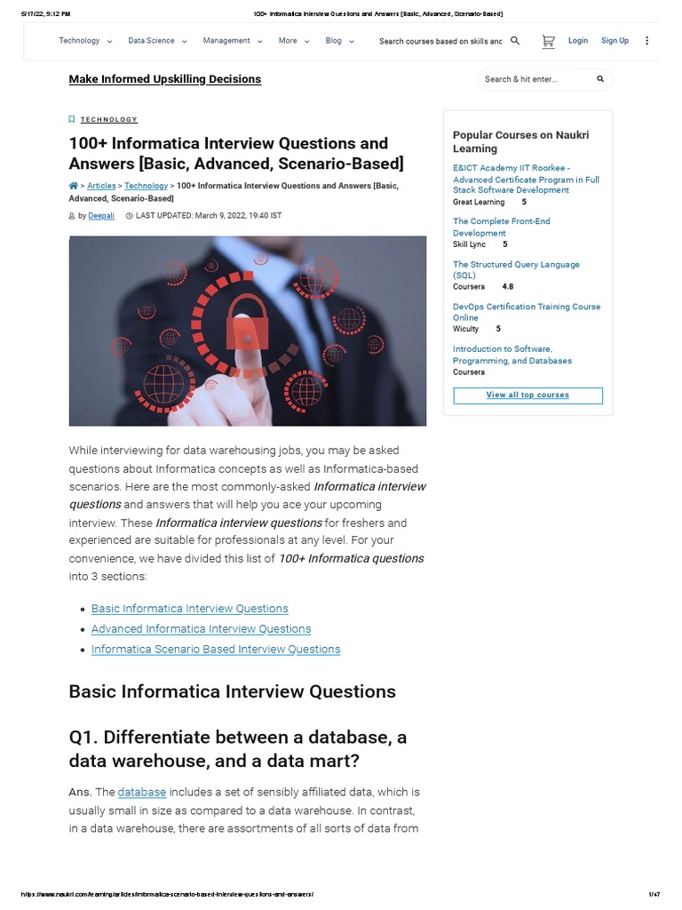 100+ Informatica Interview Questions and Answers (Basic, Advanced, Scenario-Based) | PDF ...