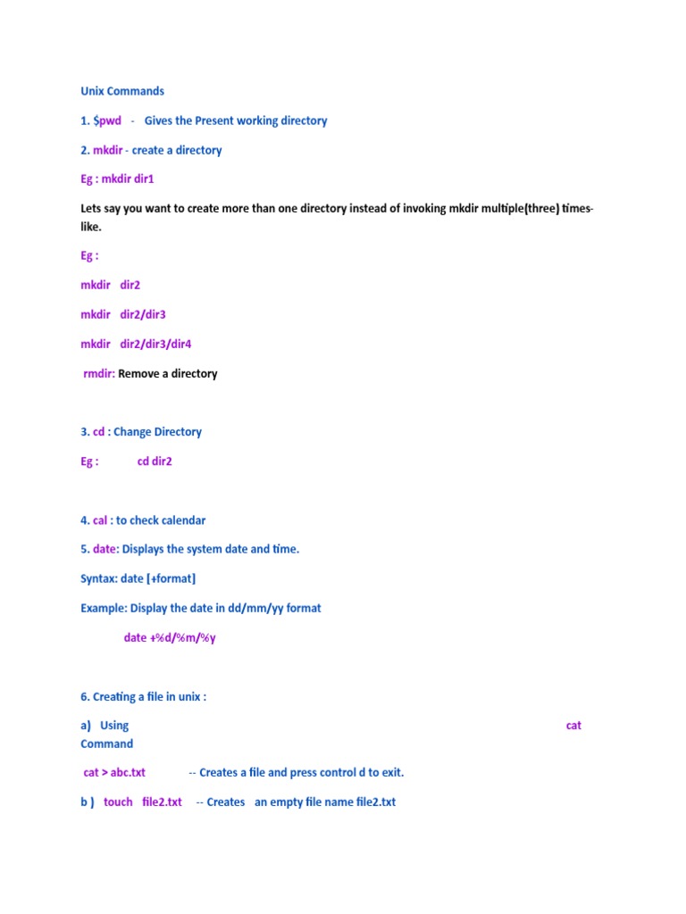 Unix Commands | PDF | Filename | Computer File
